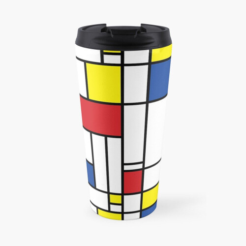 Insulated Travel Coffee Mug Mondrian Minimalist De Stijl Modern Art ...