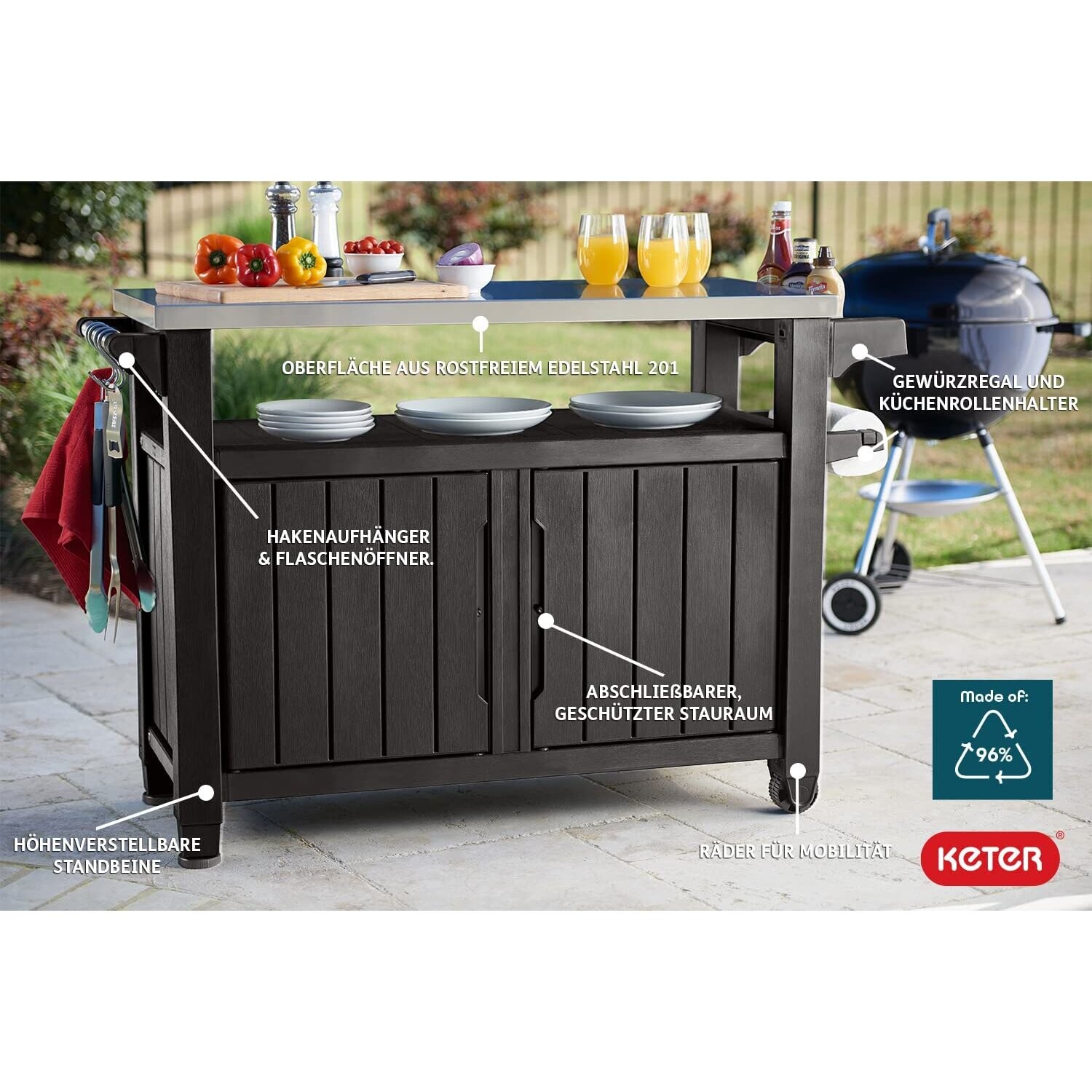 UNITY XL Table Mobile Storage Box BBQ Weatherproof Keter on OnBuy