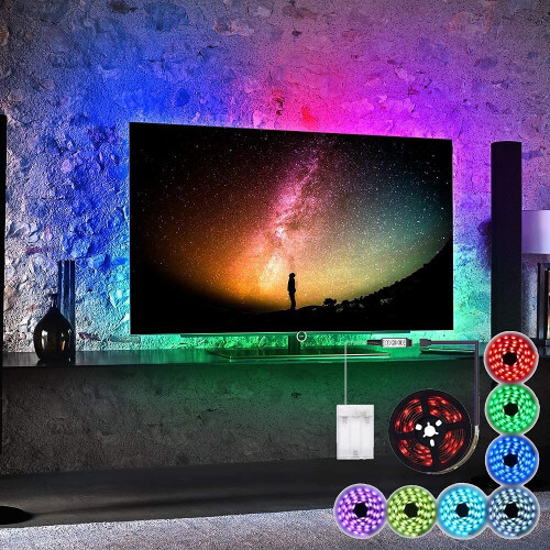 LED Strip Lights Waterproof 1M RGB Tiktok Lights Battery Powered 30 ...