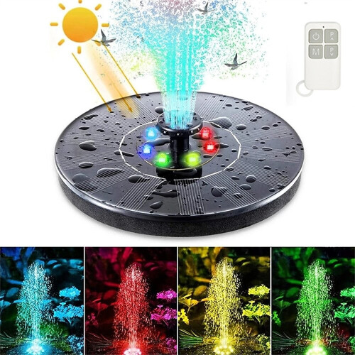 Solar Fountain Lights Water Pump Pool Pond Light Remote Control Garden ...