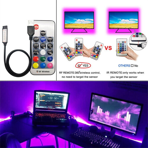 LED Strip Light 5050 USB RGB 17key RF Remote 5V LED RGB Lights Flexible ...