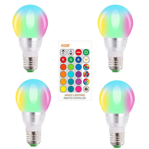 LED Spot Light 4pcs RGBW Magic Bulb Smart Control LED Color Changing Light E27 Bombillas 5W LED ...