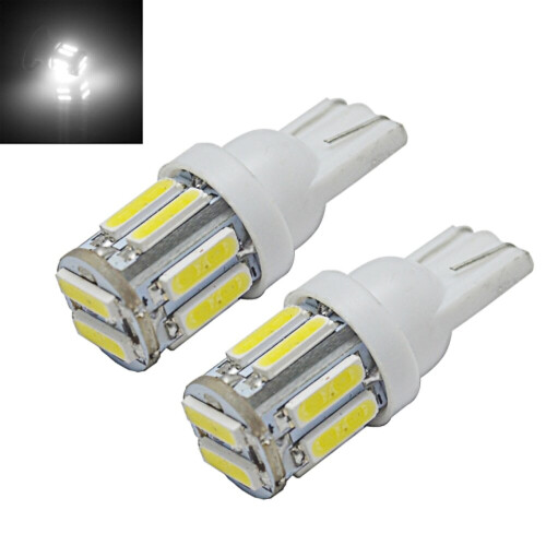 2pcs 1W T10 LED W5W Car Bulb Wedge Map Lamp Light 10 leds SMD 7020 Cold ...