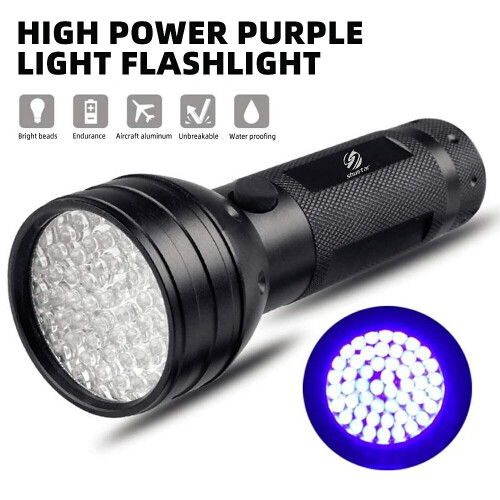UV LED Flashlights Outdoor 51 Leds 395nm Ultra Violet Torch Light Lamp ...