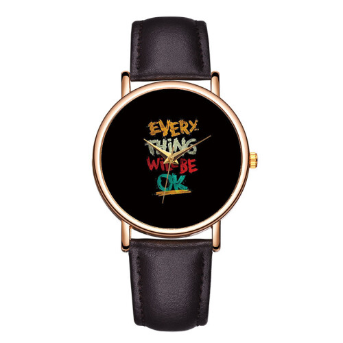 Men's Quartz Watch Letter Alloy Leather Watch Time Bracelet Boys for ...