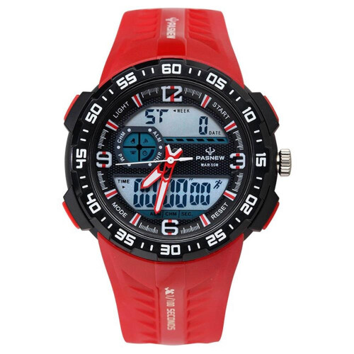PASNEW Top Men's Watches 50M Waterproof Swim Sports Watches Led Display ...