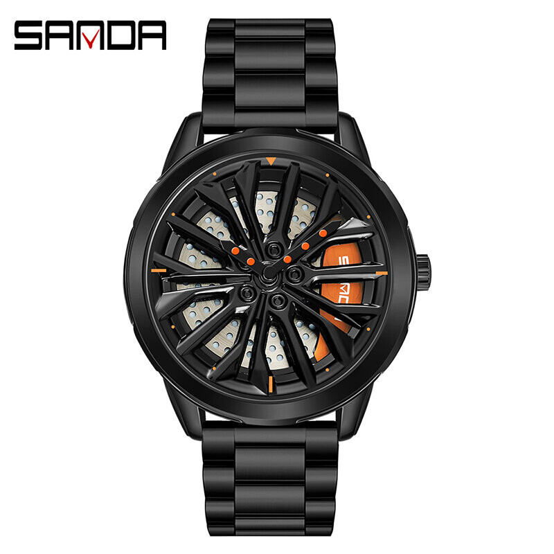 Sell Quartz Stainless Steel Men Watch Quartz Movement Car Rim Wheel ...