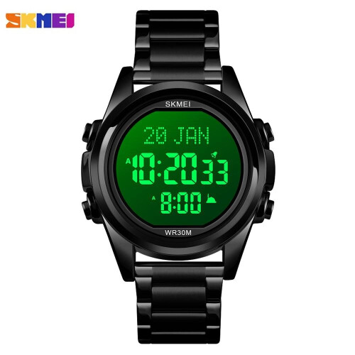 Muslim Azan Clock Wristwatches Men Watch for Prayer with Qibla Compass ...