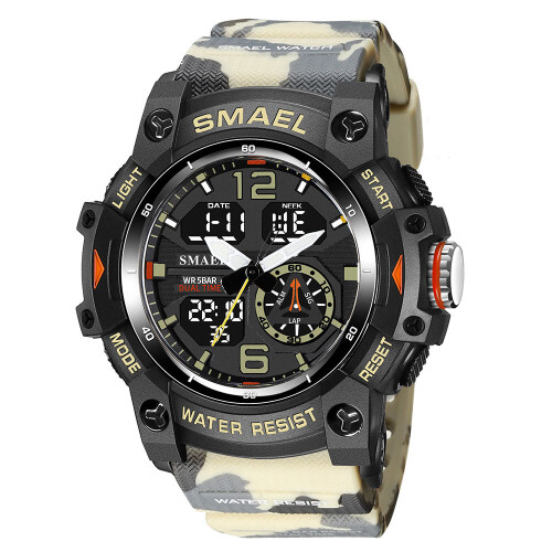 Dual Time Digital Watch for Men Military Sport Chronograph Quartz ...