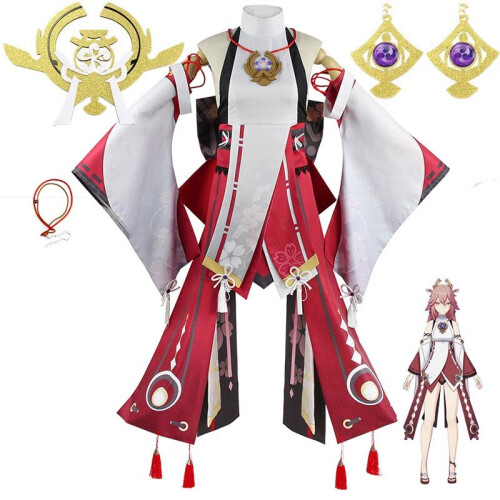 (2XL) Genshin Impact Yae Miko Cosplay Costume Guuji Yae Fancy Outfits ...