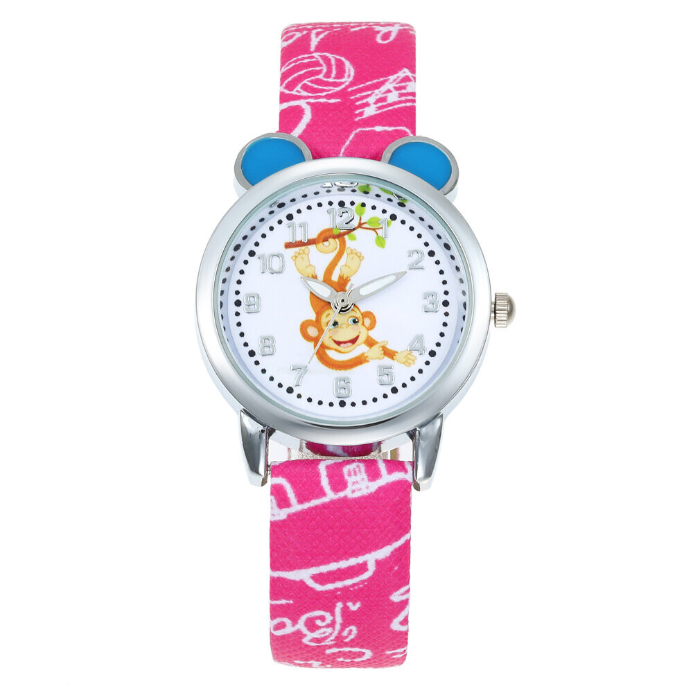 Cartoon Children Monkey Watch Boys Kids Student diamond Leather Analog ...