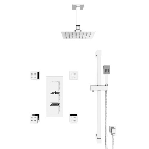 Nes Home Square 3 Way Concealed Shower Mixer Valve, 200mm Shower Head ...