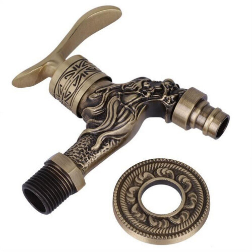 Wall Mounted Faucet G1/2' Antique Brass Washer Bathroom Washing Machine ...