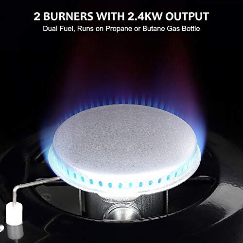 CAMPLUX JK-8620 Portable 2 Burners Camping Stove, Outdoor Foldable Camp Gas Stove 2.4kW, Compact ...