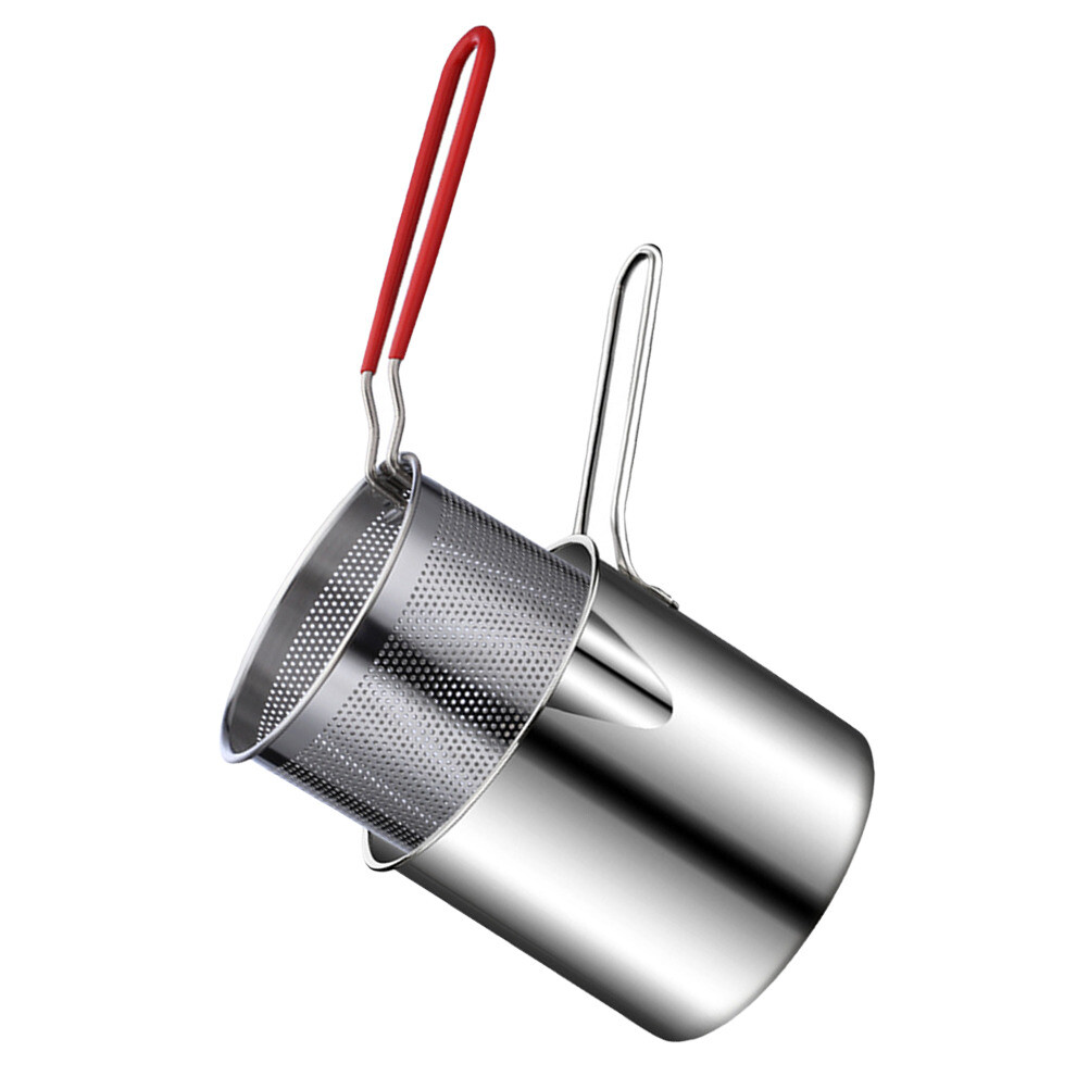 Basket Fryer Pot Fry Deep Frying Stainless Steel Strainer French Chips ...