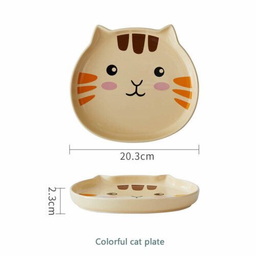 (a-Colorful cat plate) Cartoon Cat Dinner Plate Sets Hand Painted Retro ...