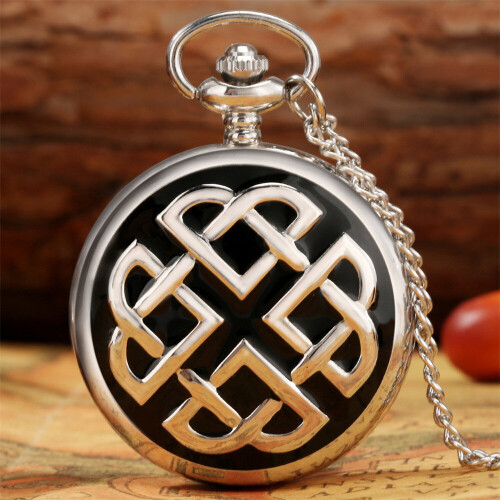 Silver Rope Stripe Pattern Quartz Pocket Watch Vintage Chain Pendant ...