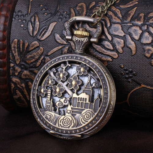 8833 Classic peony castle skeleton vintage bronze delicate quartz ...