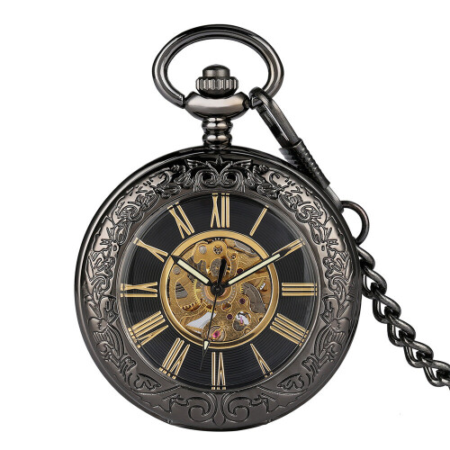 Roman Numerals Display Vintage Mechanical Pocket Watch Self Winding ...