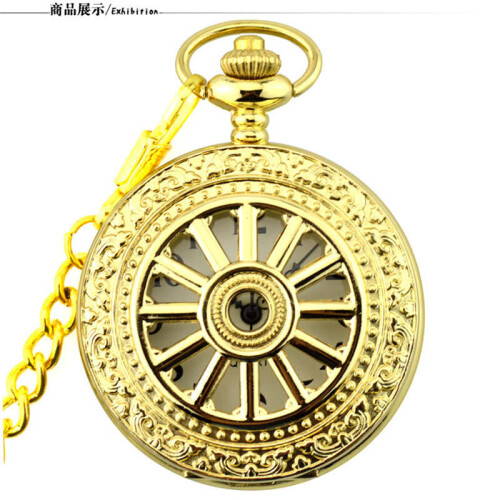 Vintage Pocket Watch Arabic Numerals Dial Quartz Pocket & Fob Chain ...