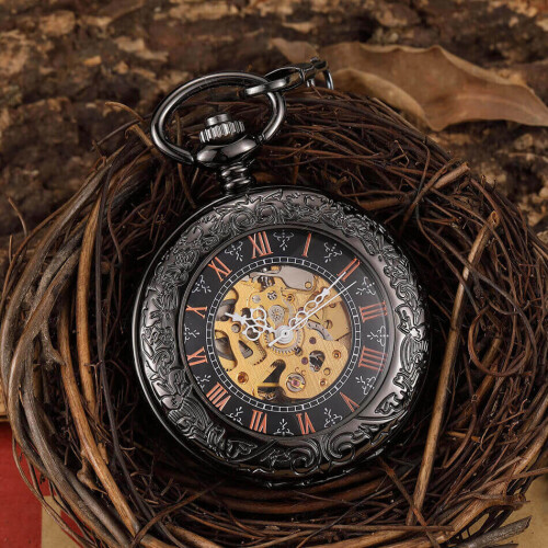 Silver Magnifying Transparent Mechanical Pocket Watch Fob Chains ...