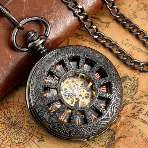 Hollow Flip Cover Pocket Watch Rose Golden Vintage Digital Dial Pendant ...
