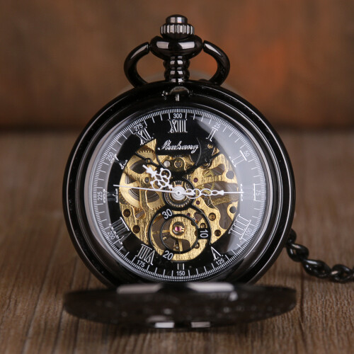 Steampunk Skeleton Mechanical Pocket Watch Men Antique Necklace Pocket ...