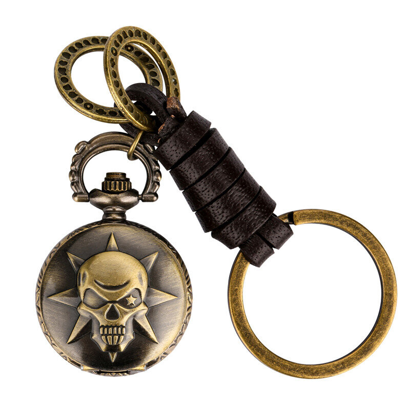 Bronze Carved Skull Head Cover Full Hunter Mini Size Men Women Quartz ...