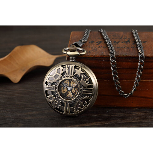 Retro Pocket Watch Automatic Hand-WInd Mechanical Steampunk Men Watches ...