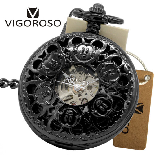 Cartoon Mechanical Pocket Watches Steampunk Steel Hand winding Necklace ...