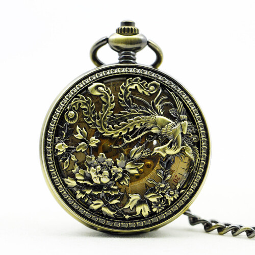 Skeleton Vintage Phoenix Pocket Watch Mechanical Bronze Classic Charm ...