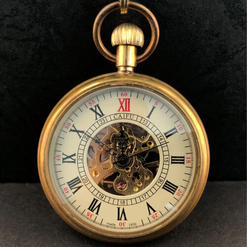 Antique Roman Numerals Display Hand Wind Mechanical Pocket Watch ...