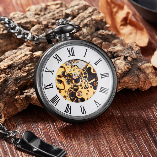 Hand Winding Matte Case Pocket Watches Antique Unique Transparent ...