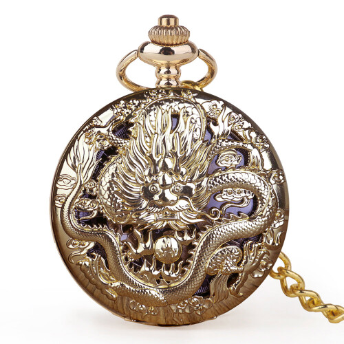 Unique Chinese Dragon Pocket Watch Mechanical For Men Vintage 2 Sides ...