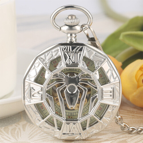 Hollow Spider Mechanical Pocket Watch Steampunk Retro Roman Numerals ...