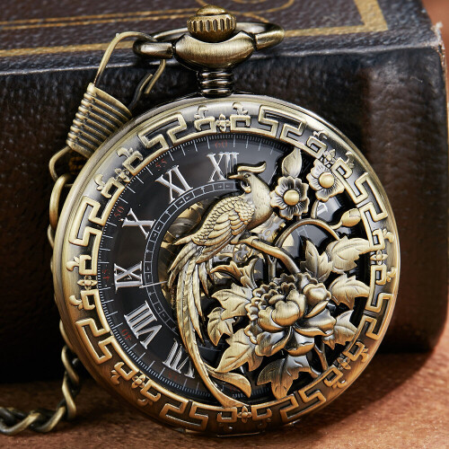 Hollow VINTAGE Pocket Watch Chain Pendant Men Women Clock Children Gift ...