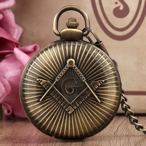 Vintage Big Pocket Watch Souvenir Masonic G Quartz Bracelet Clock ...