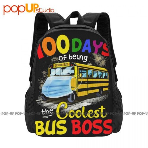100 Days Of Being The Coolest Bus Yellow Bus Backpack Large Capacity ...