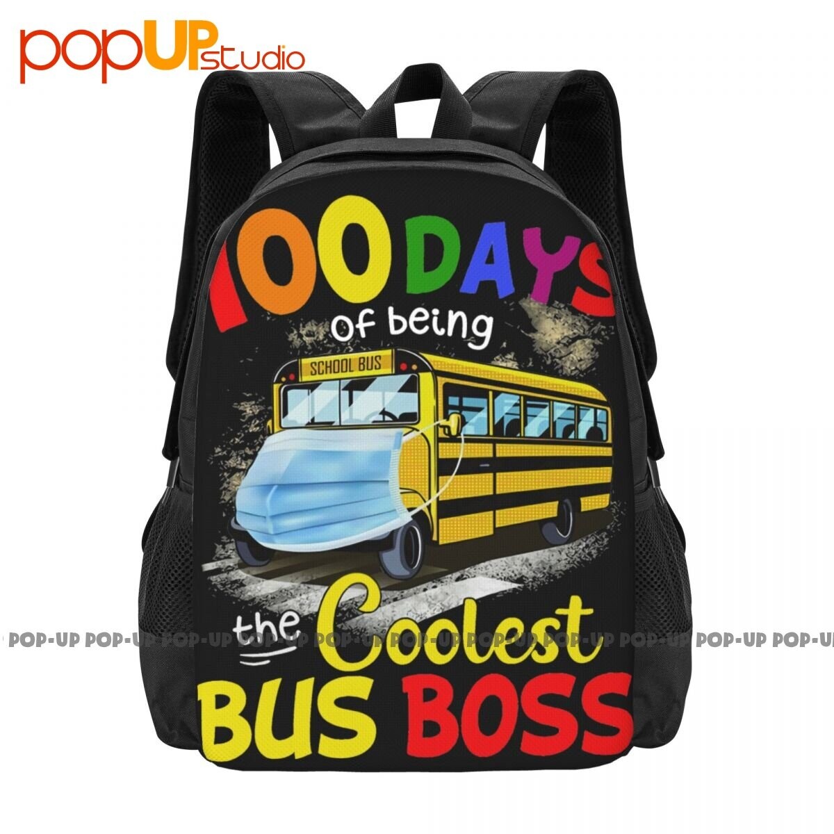 100 Days Of Being The Coolest Bus Yellow Bus Backpack Large Capacity ...