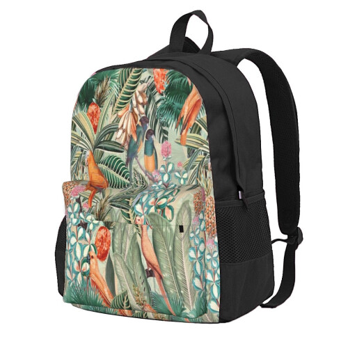 Vintage Orange Tropical Bird Jungle Backpacks Men's Backpacks Bags For ...
