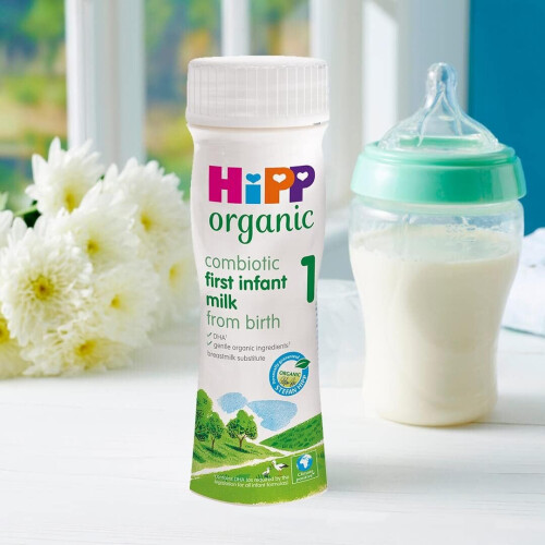 HiPP Organic 1 First Infant Baby Milk Ready to Feed Liquid Formula, From Birth, 200ml (Pack of 6 ...
