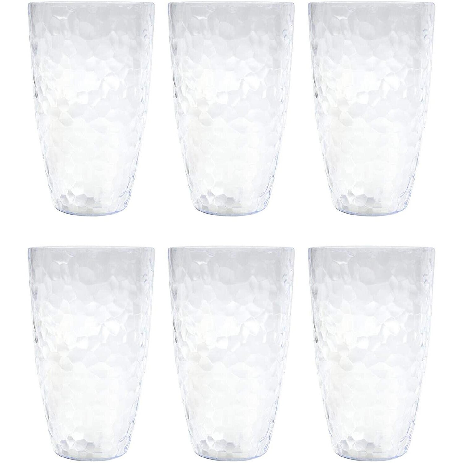 Pack of 8 Tall Clear Plastic Tumblers Dimple Design for Picnics on OnBuy