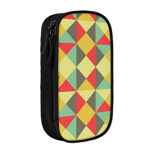 Pencil Case Geometric Triangles Pen Holder Box Pouch Bag with Double ...