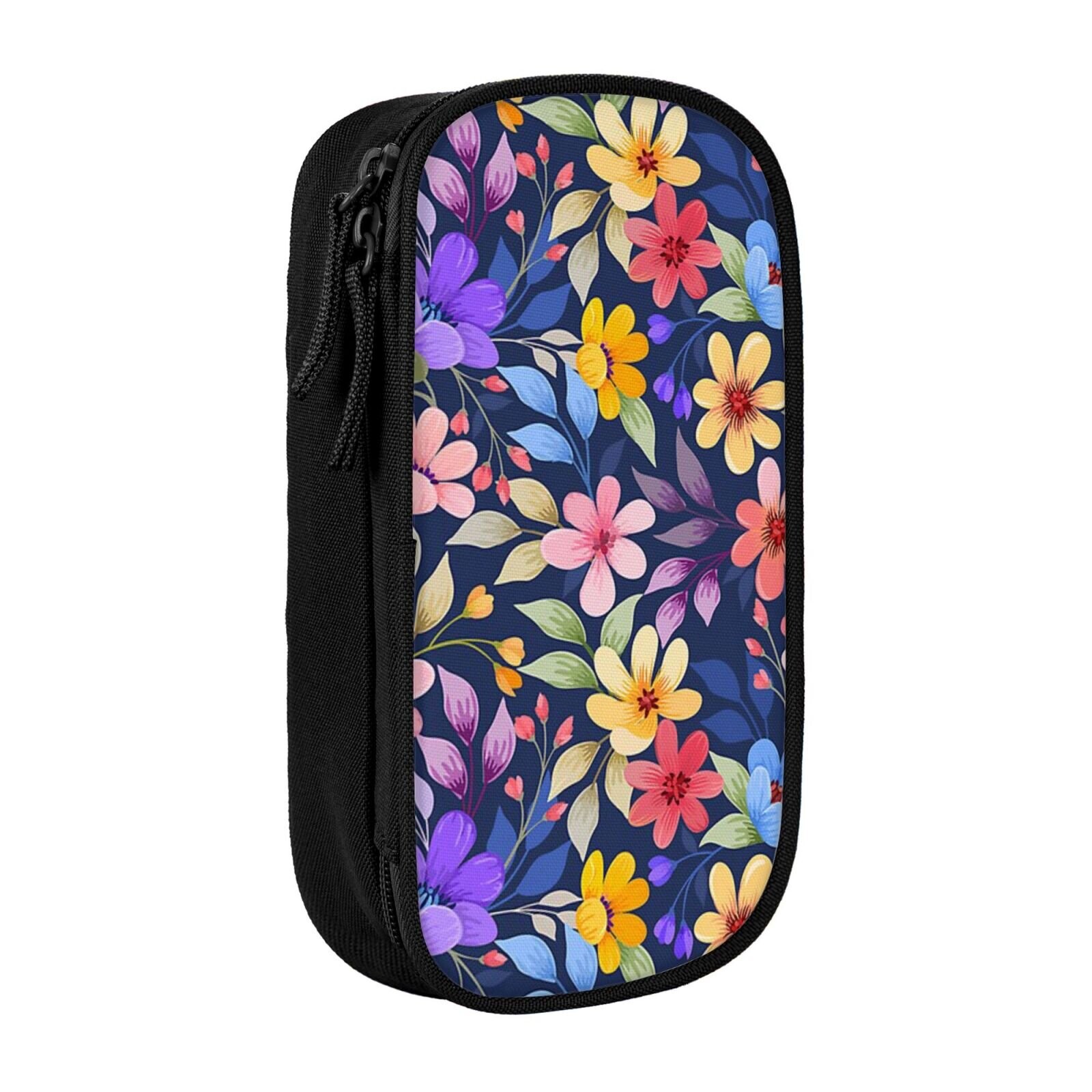 Pencil Case Flowers Pattern Pen Holder Box Pouch Bag with Double ...