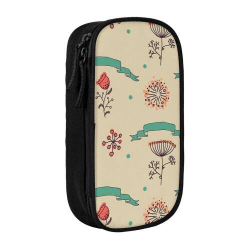 Pencil Case Elegance Seamless Pattern With Flowers Pen Holder Box Pouch ...