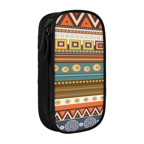 Pencil Case Tribal Pattern 70s Pen Holder Box Pouch Bag with Double ...