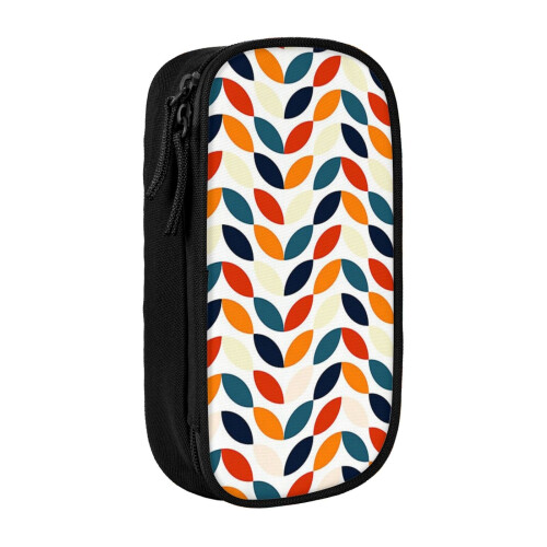 Pencil Case Retro Seamless Pattern Pen Holder Box Pouch Bag with Double ...