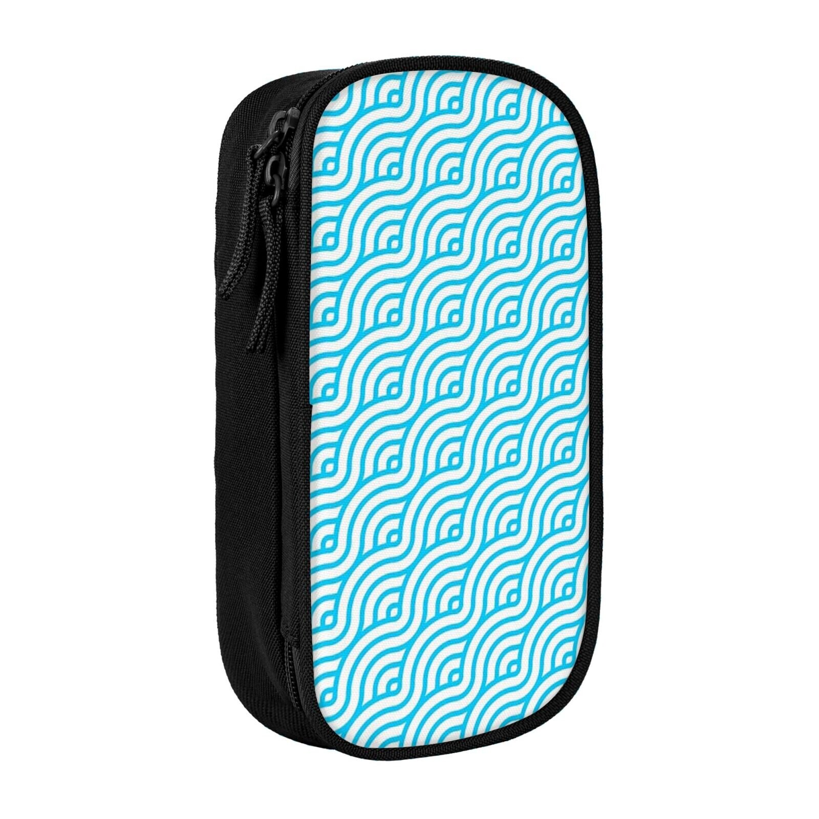 Pencil Case Japanese Wagara Blue Wave Circle Pattern Pen Holder Box ...