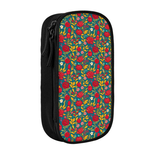 Pencil Case FLOWERS PATTERN Pen Holder Box Pouch Bag with Double ...