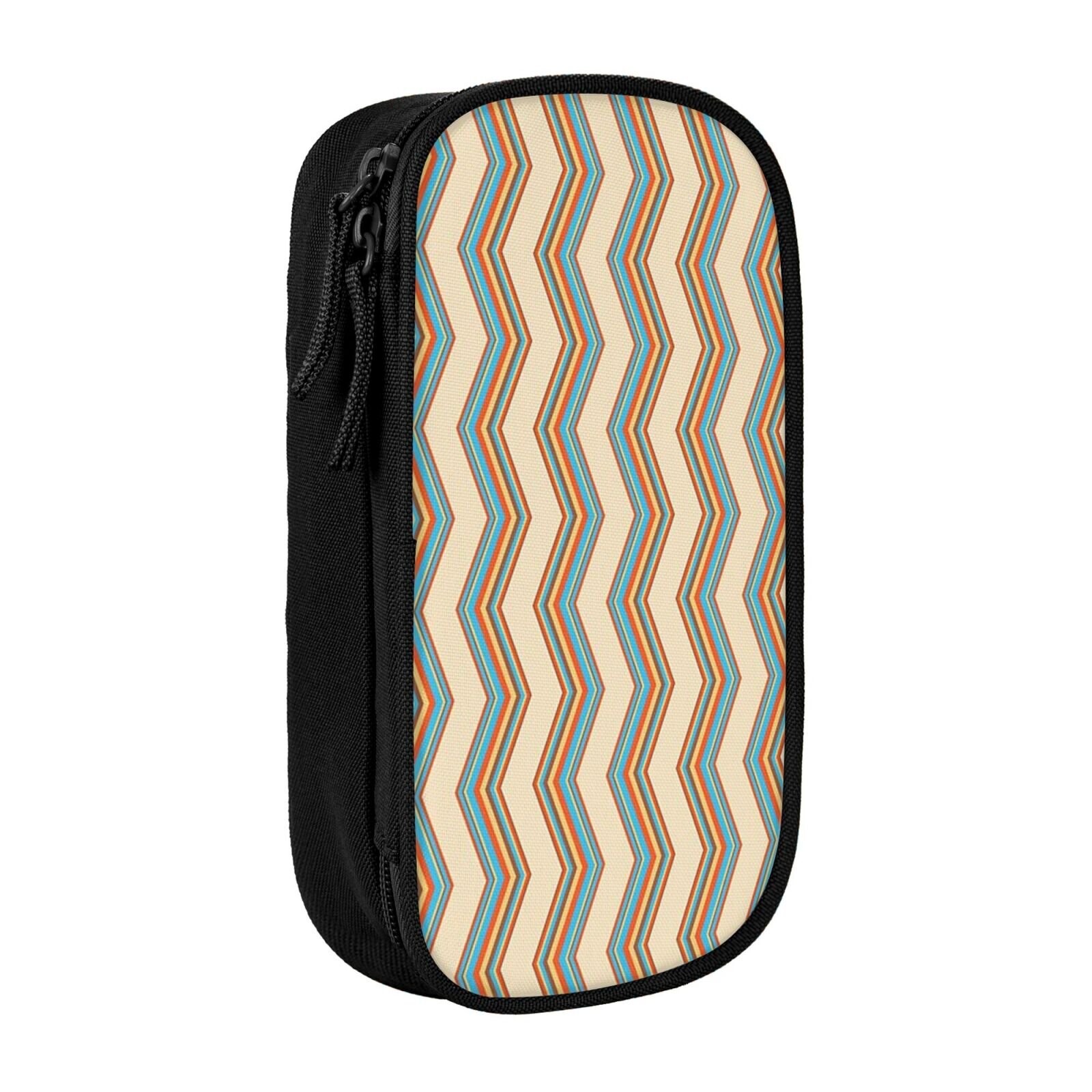Pencil Case Chevron Pattern Coral Turquoise Beige Brown Open RPV LV02 ...